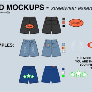 Denim Short / Jorts Mock up Streetwear Designs Design Tools for Adobe ...