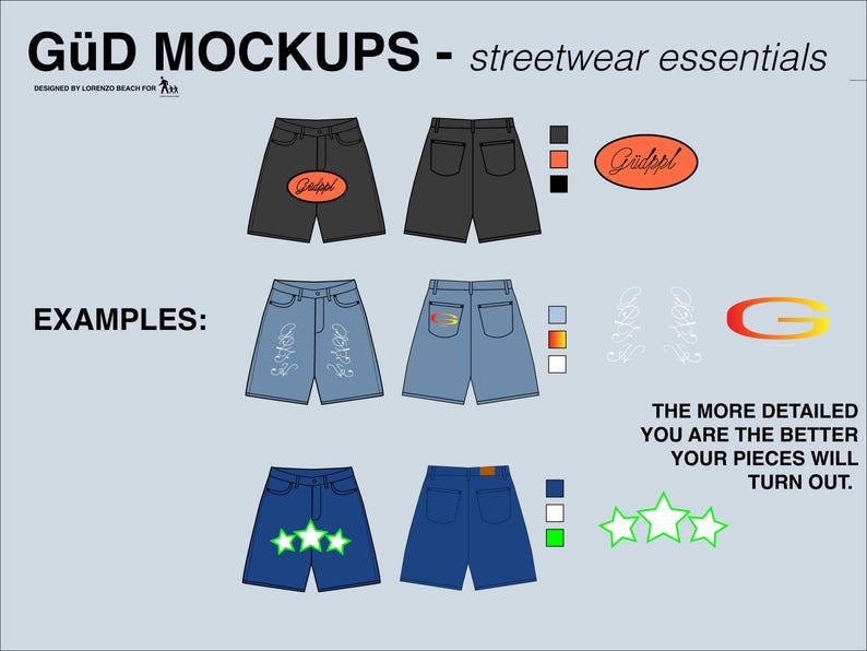 Denim Short / Jorts Mock up Streetwear Designs Design Tools for Adobe ...