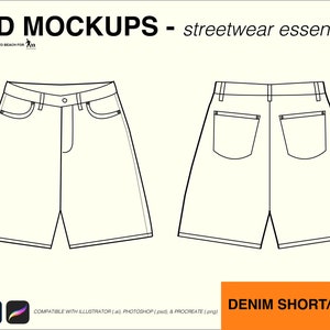 Denim Short / Jorts Mock up Streetwear Designs Design Tools for Adobe ...