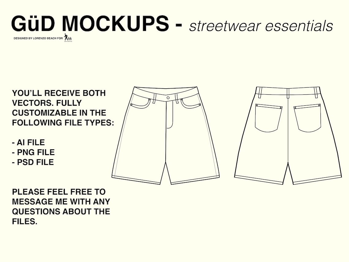 Denim Short / Jorts Mock up Streetwear Designs Design Tools for Adobe ...