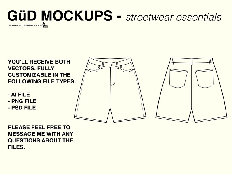 Denim Short / Jorts Mock up Streetwear Designs Design Tools for Adobe ...