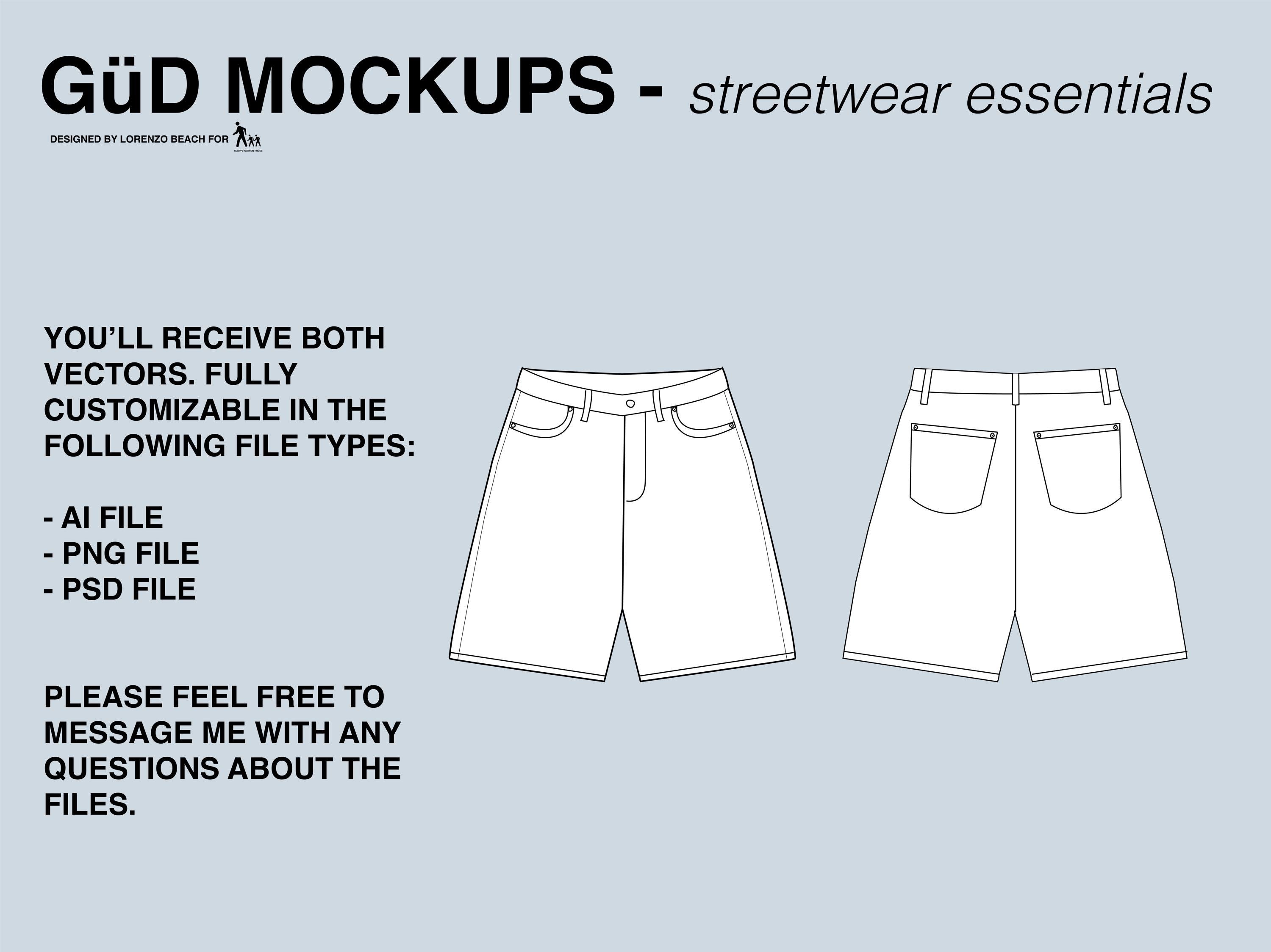 Denim Short / Jorts Mock up Streetwear Designs Design Tools for Adobe ...
