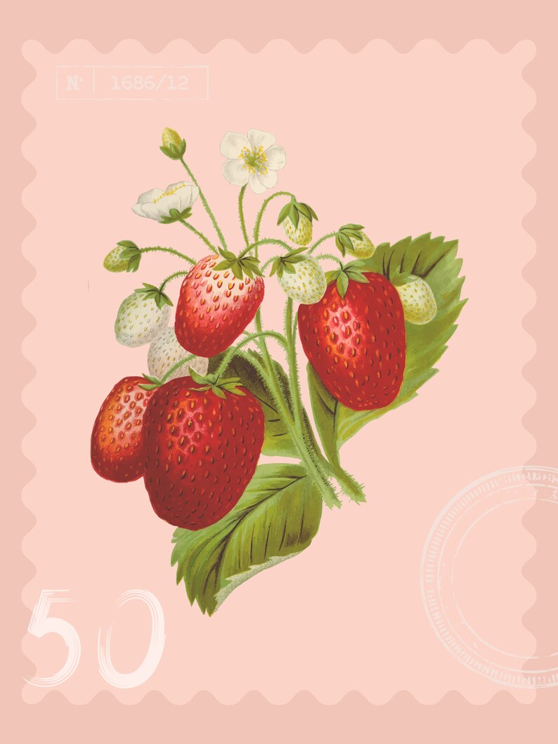 Strawberry Stamp Printable - Etsy