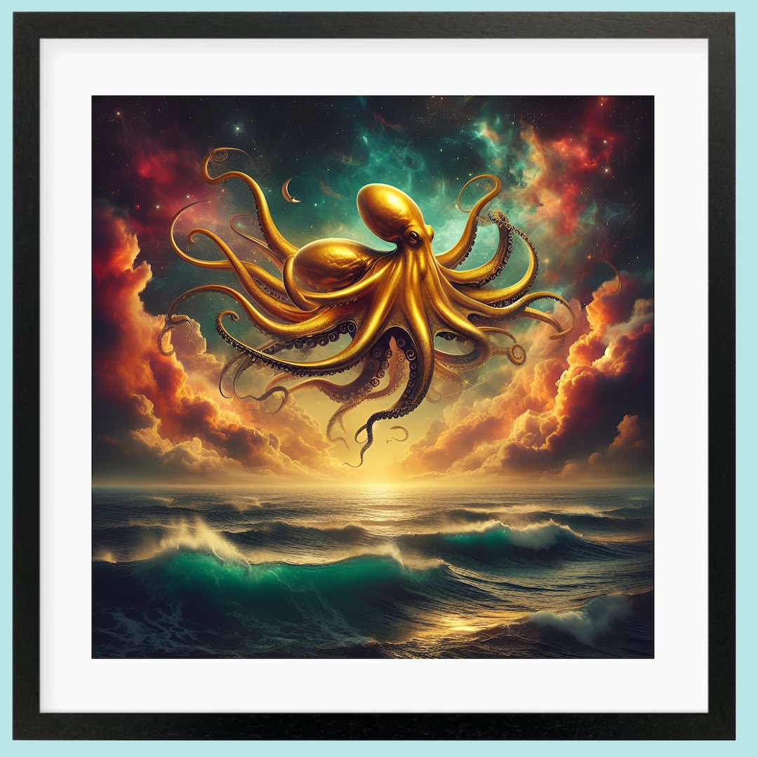 Golden Octo. Digital Painting Made in Modern Reaslistic Style, Can Be ...
