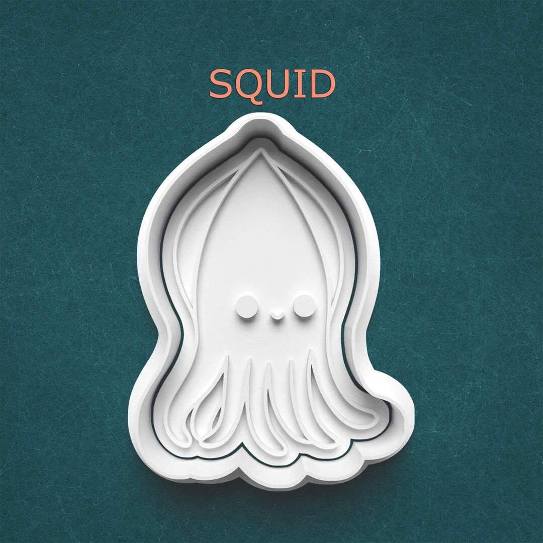 Squid Cookie Cutter ~ Polymer Clay Cutter ~ 3D Printed ~ Clay Stamp ...
