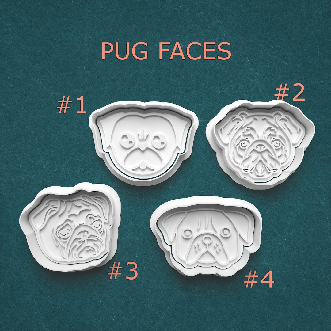 Pug Cookie Cutters ~ Pug Face Polymer Clay Cutters ~ Gifts for Dog ...