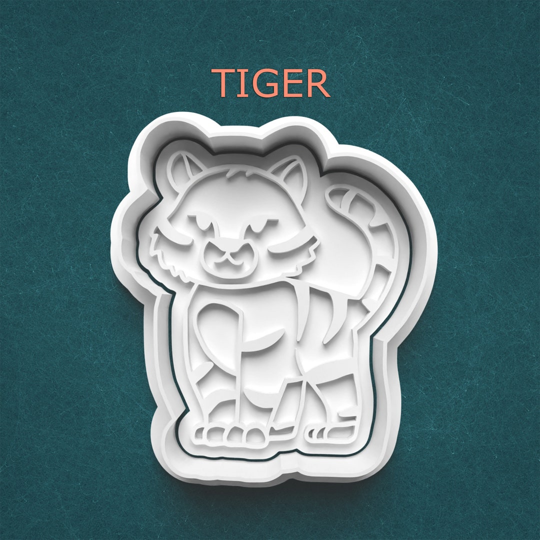 Tiger Cookie Cutter ~ Big Cat Cutter ~ Clay Stamp ~ Cookie Stamp ~ Zoo ...