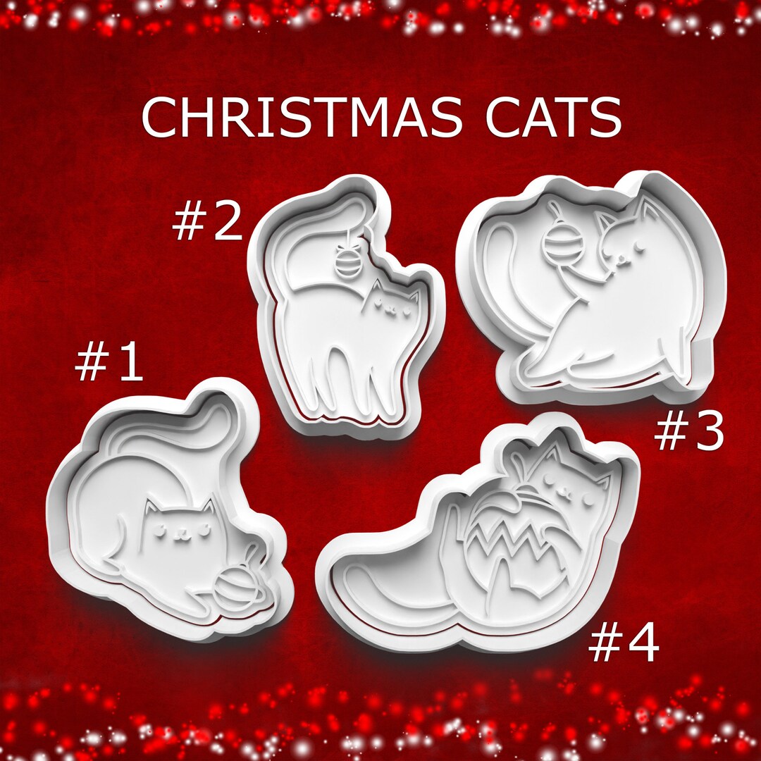 Christmas Cat Cookie Cutters ~ Cat Christmas Ornaments ~ Christmas ...