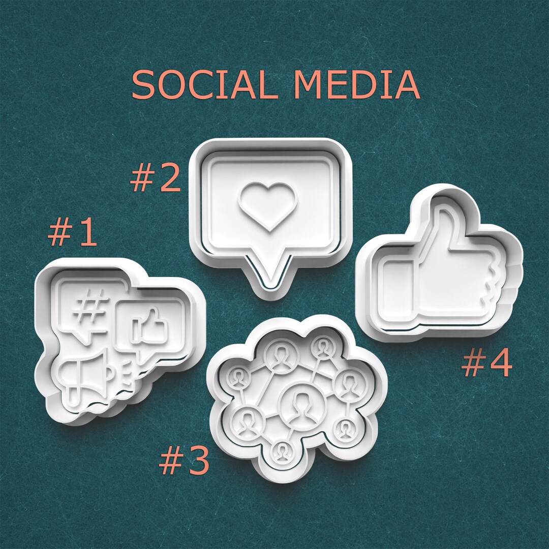 Social Media Cookie Cutters ~ Thumbs up ~ Networking ~ Hashtag ~ Love ...