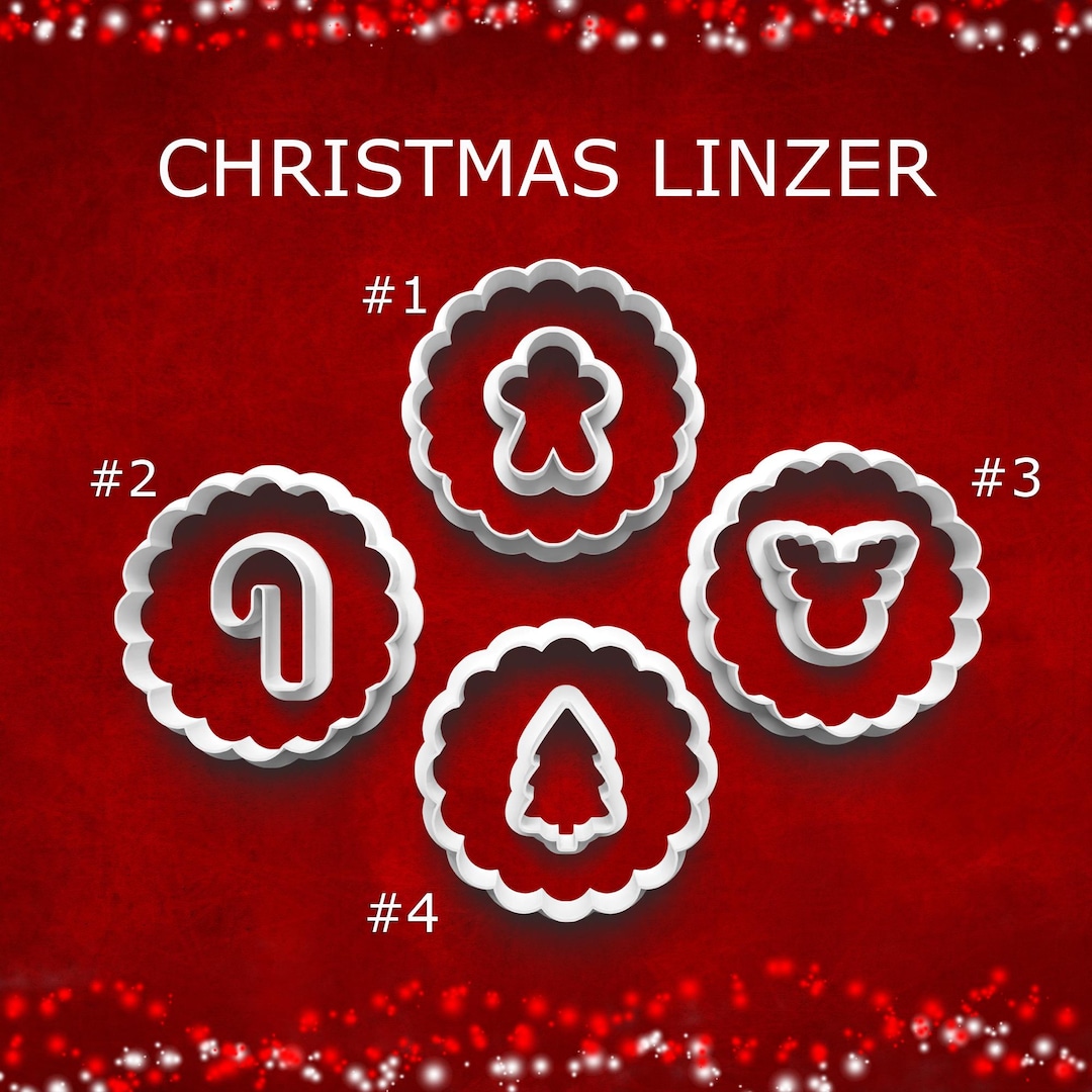 Christmas Linzer Cookie Cutter Set – Gingerbread, Reindeer, Candy Cane ...