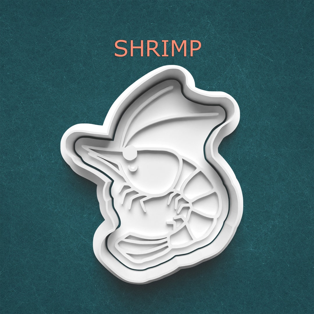 Shrimp Cookie Cutter ~ Prawn ~ Crawfish ~ Clay Stamp ~ Cookie Stamp ~ Cookie Mold ~ Polymer Clay ...