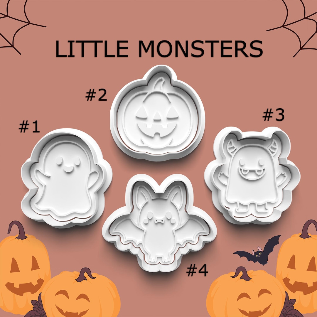 Little Monsters Cookie Cutter Set ~ Ghost, Pumpkin, Bat & Vampire ...