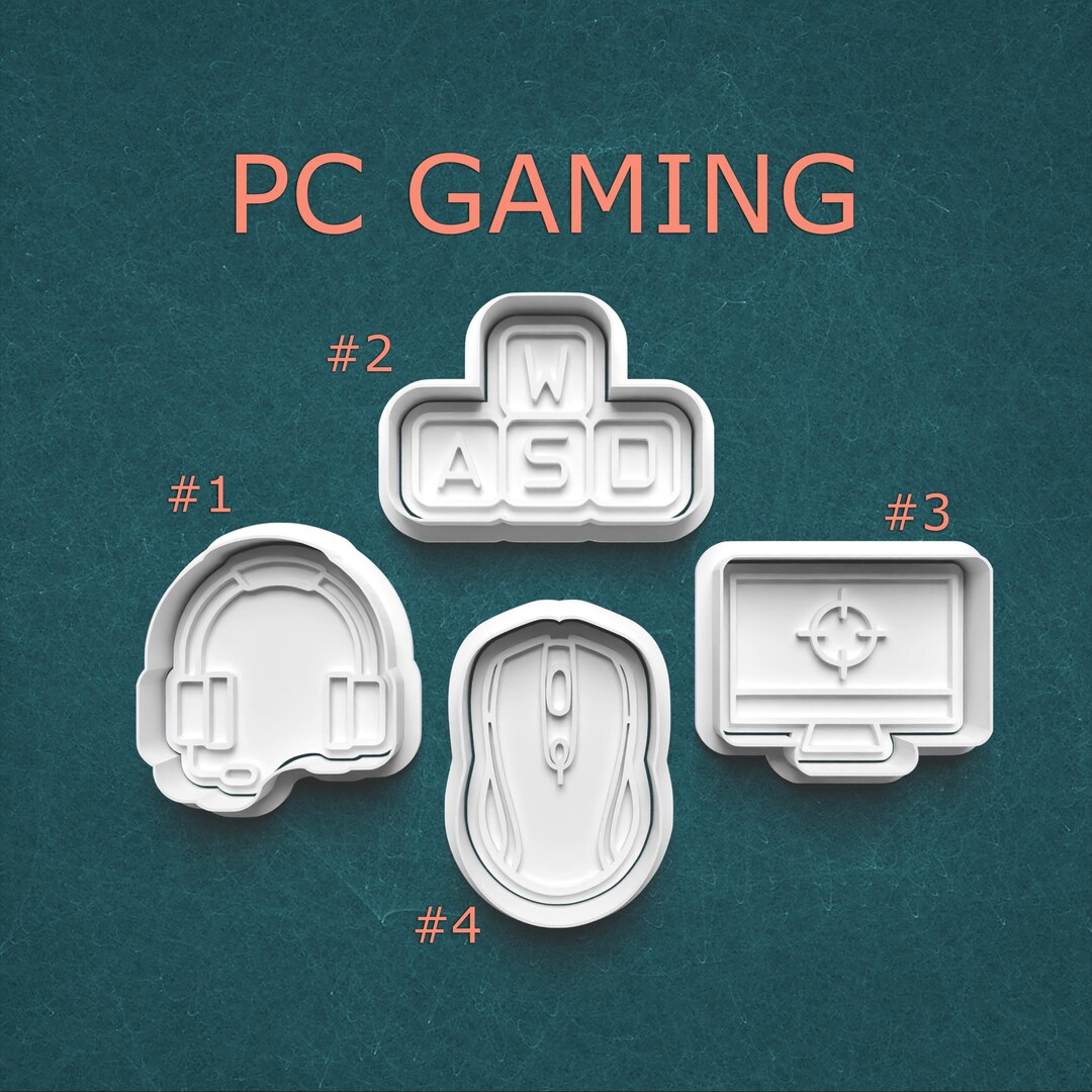 PC Gaming Cookie Cutter Set, Gamer Fondant Stamp, WASD Keyboard Clay ...