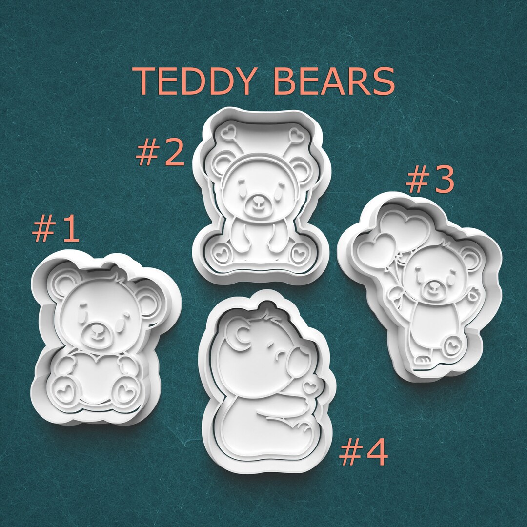 Cute Teddy Bear Clay Cutters ~ Teddy Bear Cookie Cutters ~ Love Bear ...