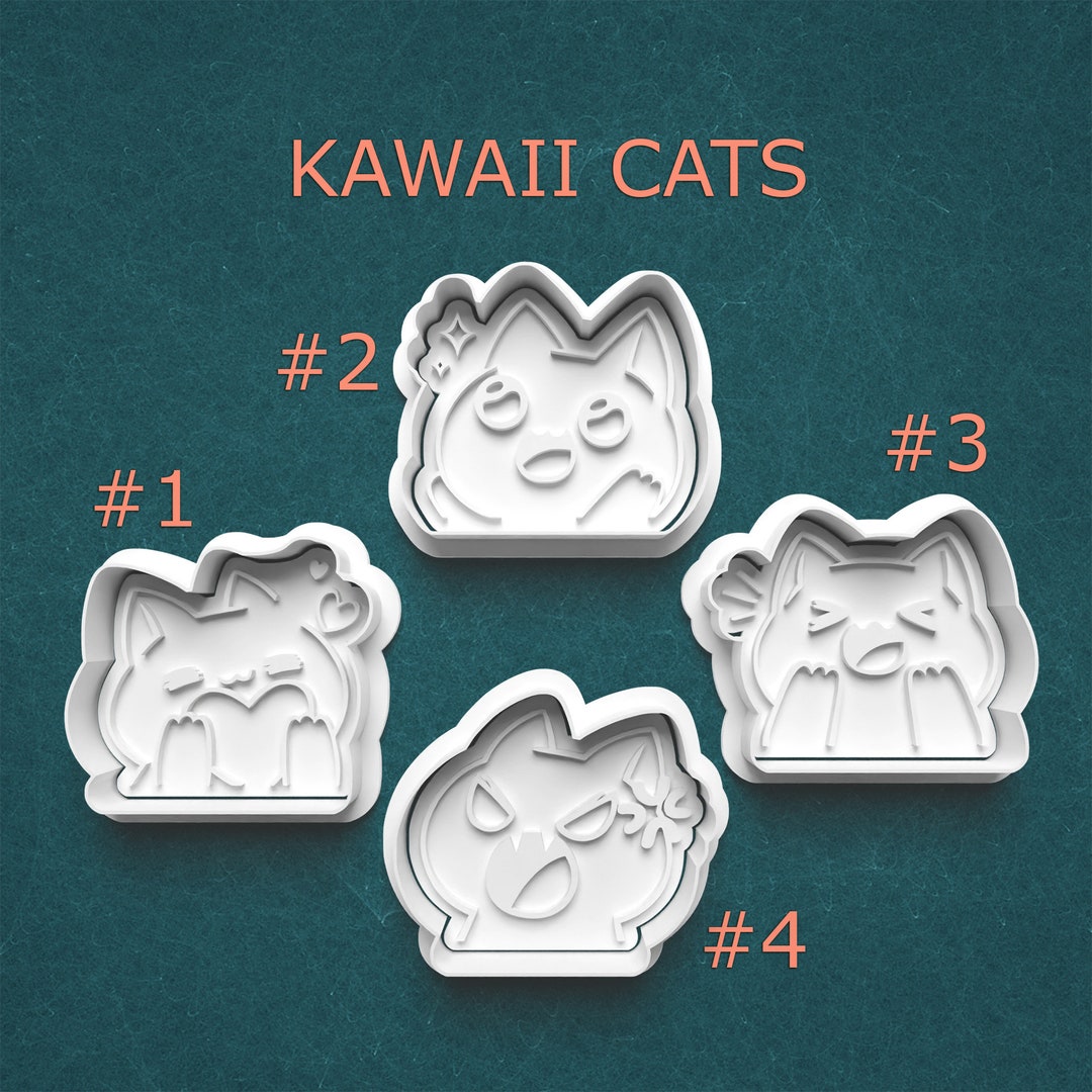 Kawaii Cat Cutters ~ Cute Cat Cookie Cutters ~ Kitten Cutters ~ Clay ...