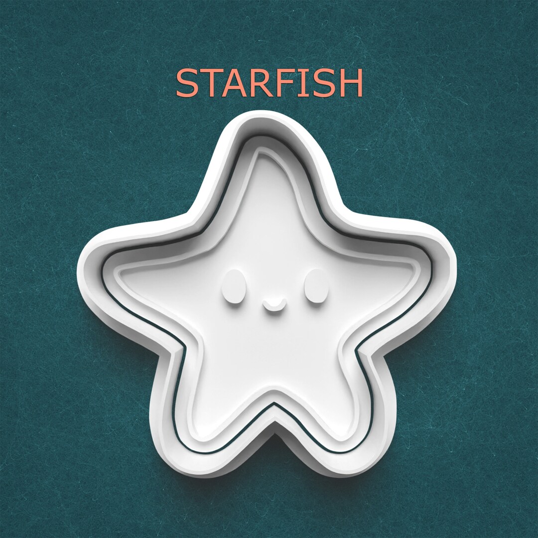 Starfish Cookie Cutter ~ Cute Starfish ~ Happy Starfish ~ Clay Stamp ...