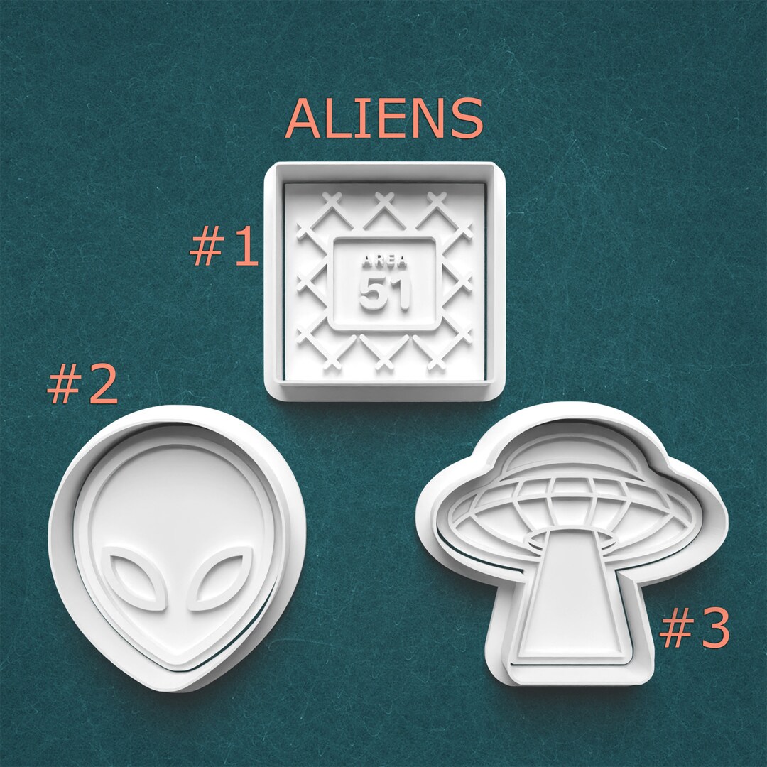 Alien Cutters ~ Area 51 Cookie Cutter ~ Alien Abduction Polymer Clay ...