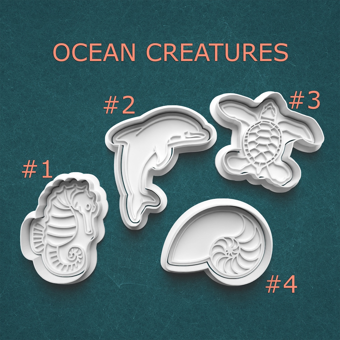 Ocean Animal Cutters ~ Dolphin Cookie Cutter ~ Seahorse Polymer Clay ...