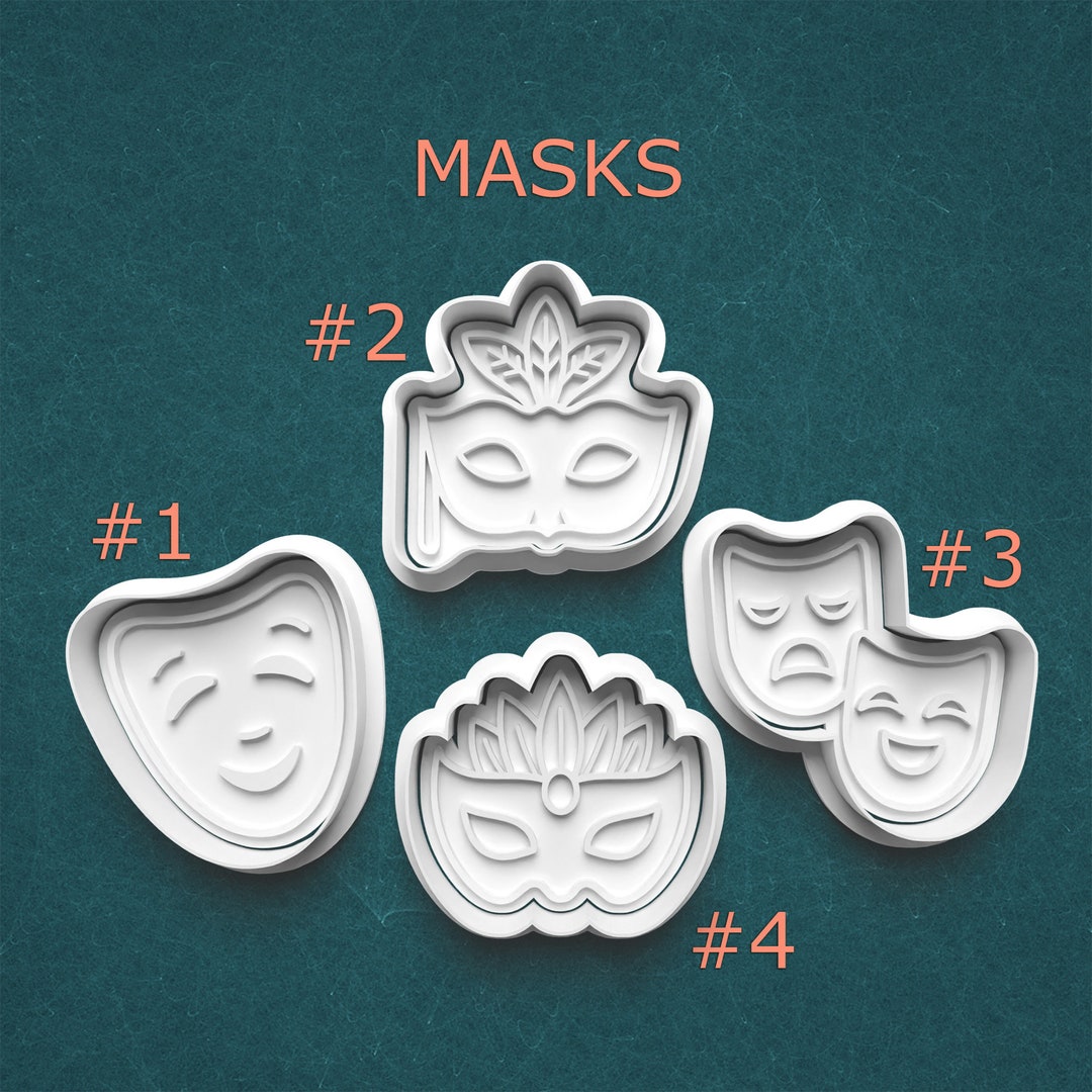 Masks Cookie Cutters ~ Mardi Gras Mask ~ Theater Masks Cookie Cutters ...