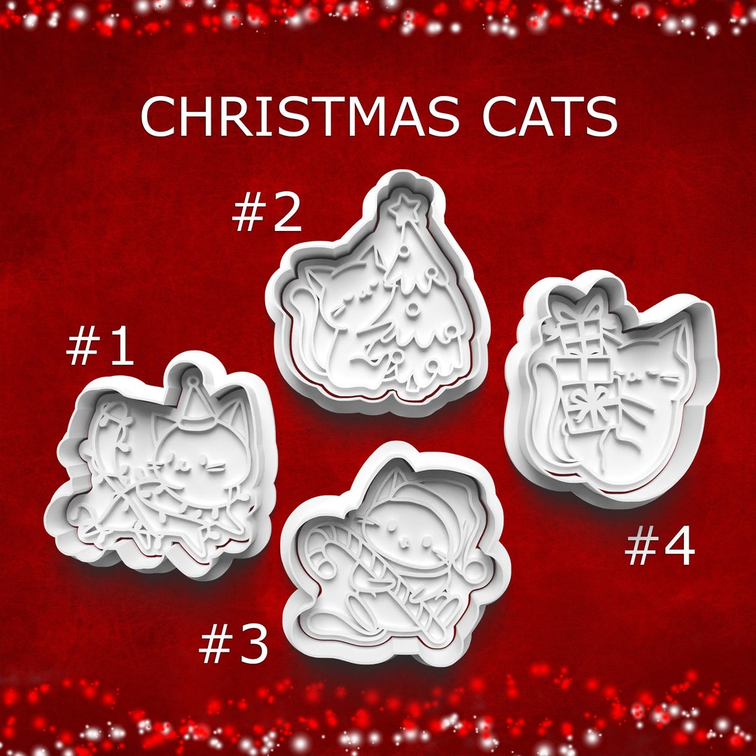 Christmas Cat Cookie Cutters ~ Christmas Cookies ~ Polymer Clay Cutters ...
