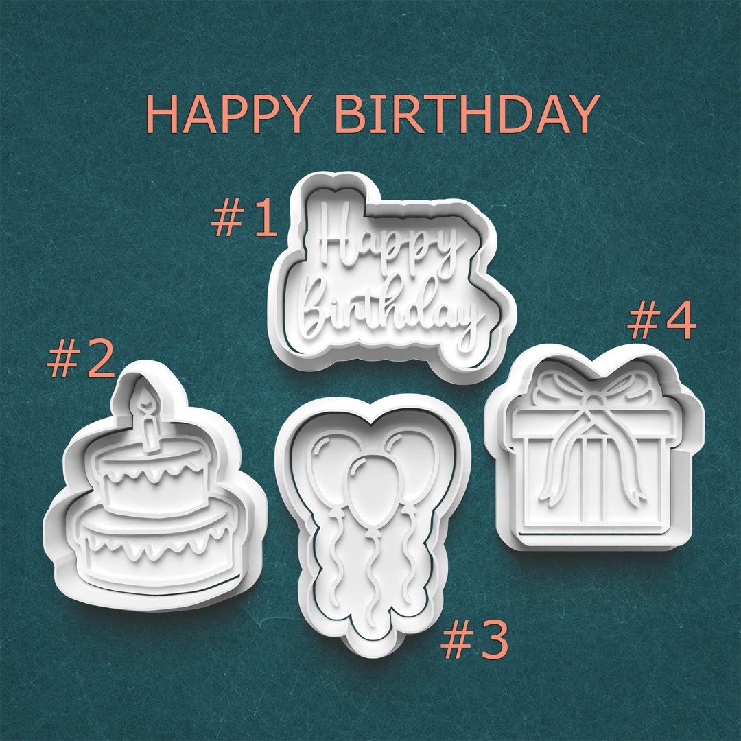 Birthday Fondant Cutters ~ Happy Birthday ~ Birthday Cake ~ Present ...