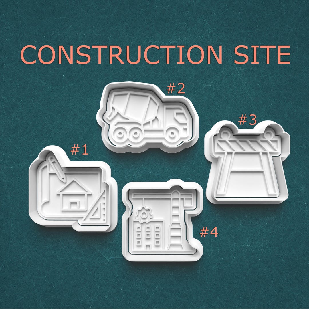 Construction Site Cookie Cutter Set - Dump Truck, Barrier, Building ...