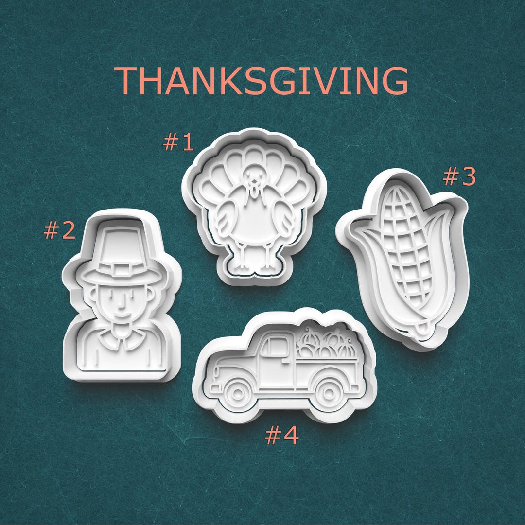 Thanksgiving Cookie Cutter Set – Turkey, Pilgrim, Corn, Harvest Truck ...