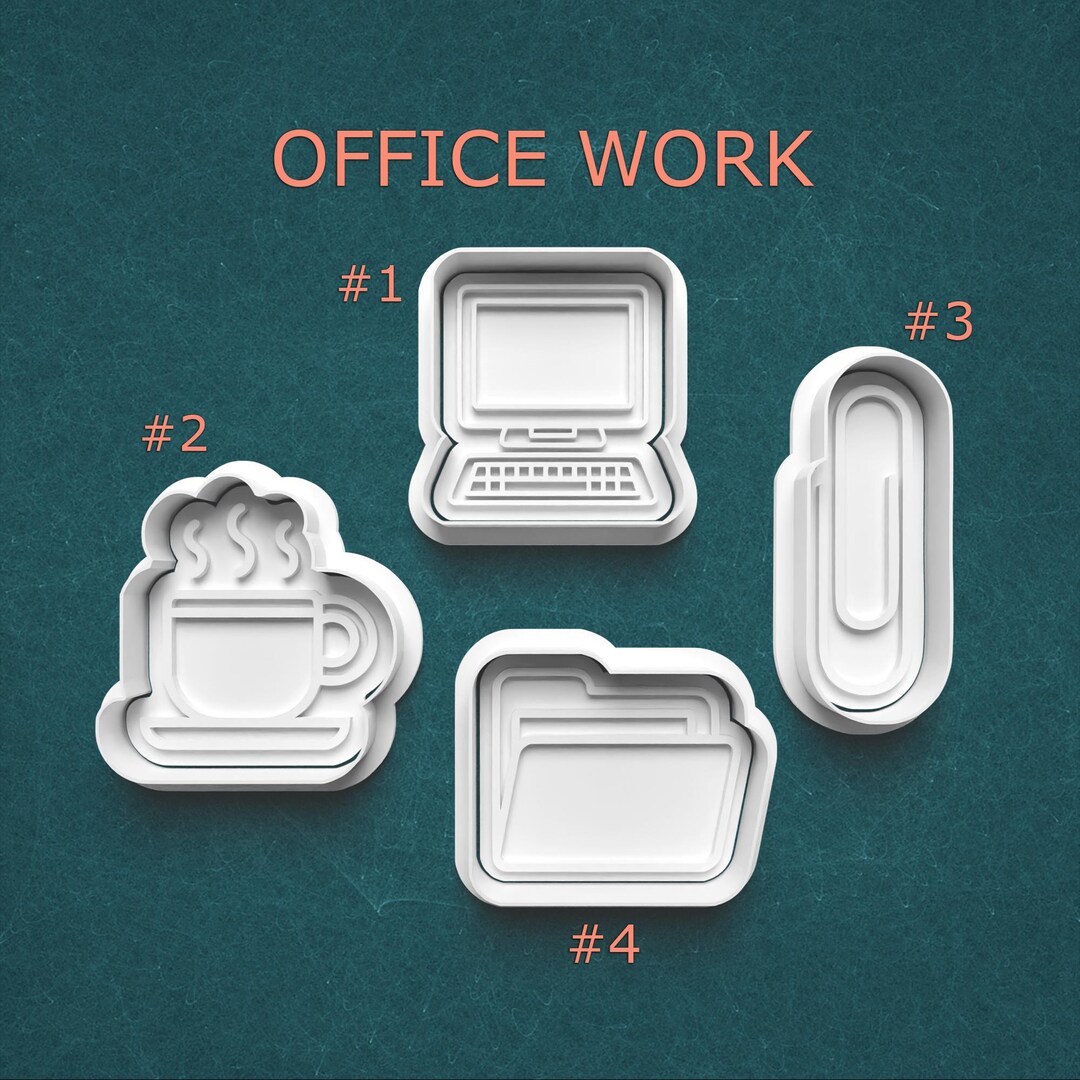 Office Work Cookie Cutter Set – Computer, Coffee Mug, Paper Clip ...