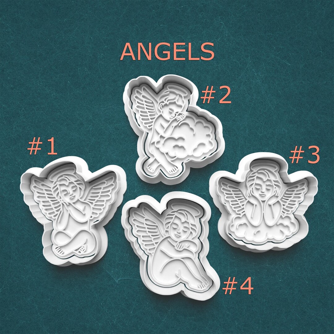 Angel Cookie Cutter Set ~ Cherub Clay Cutters ~ Guardian Angel Cookie ...