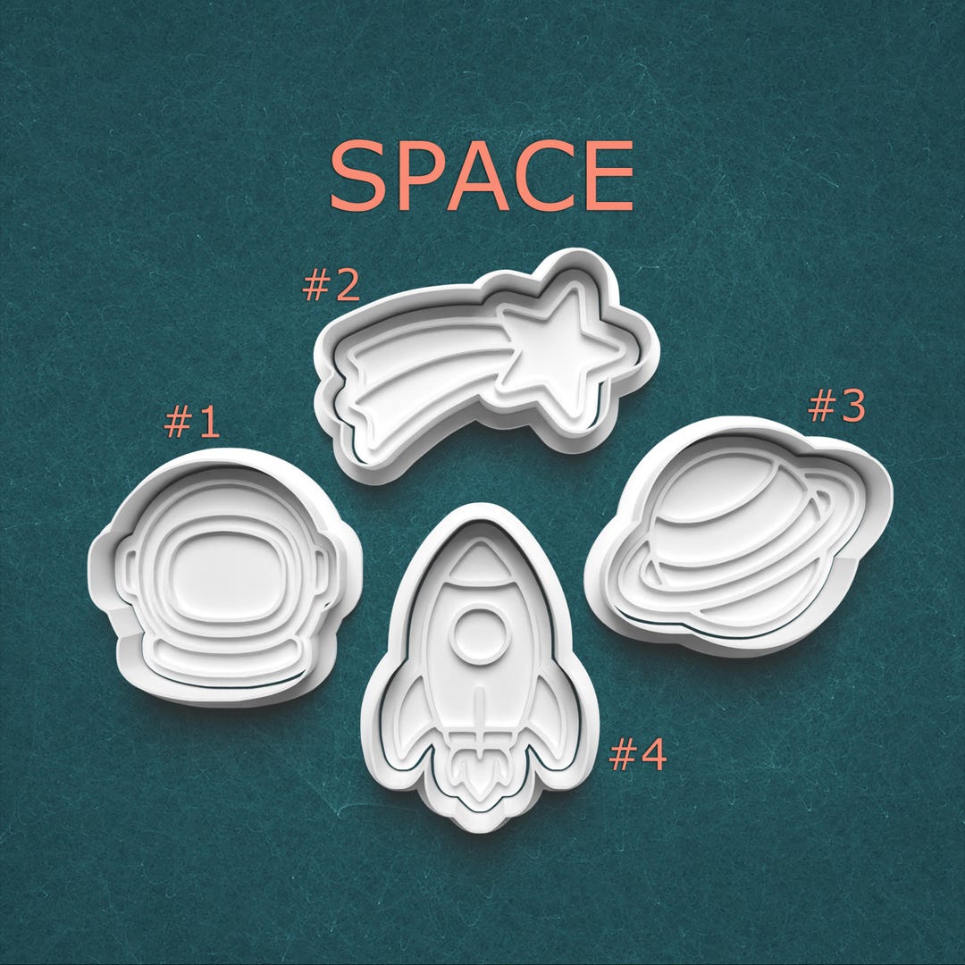 Space Cookie Cutter Set – Astronaut Helmet, Rocket, Planet and Shooting ...