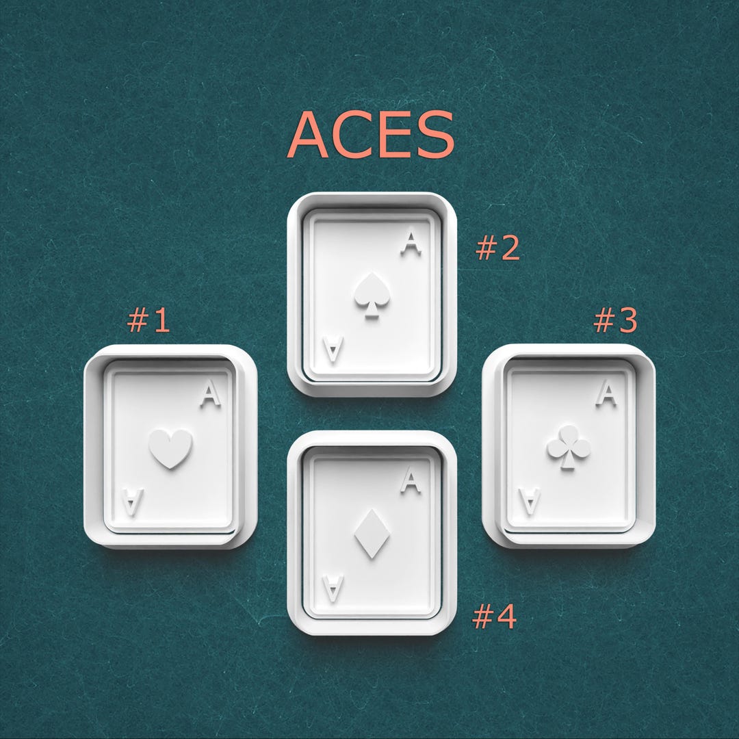 Aces Playing Card Cookie Cutter Set ~ Hearts, Spades, Diamonds, Clubs ...