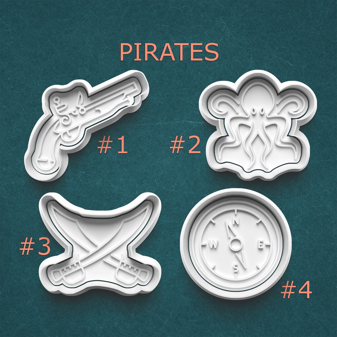 Kraken Cookie Cutter ~ Compass Cookie Cutter ~ Cutlass Clay Cutter ...