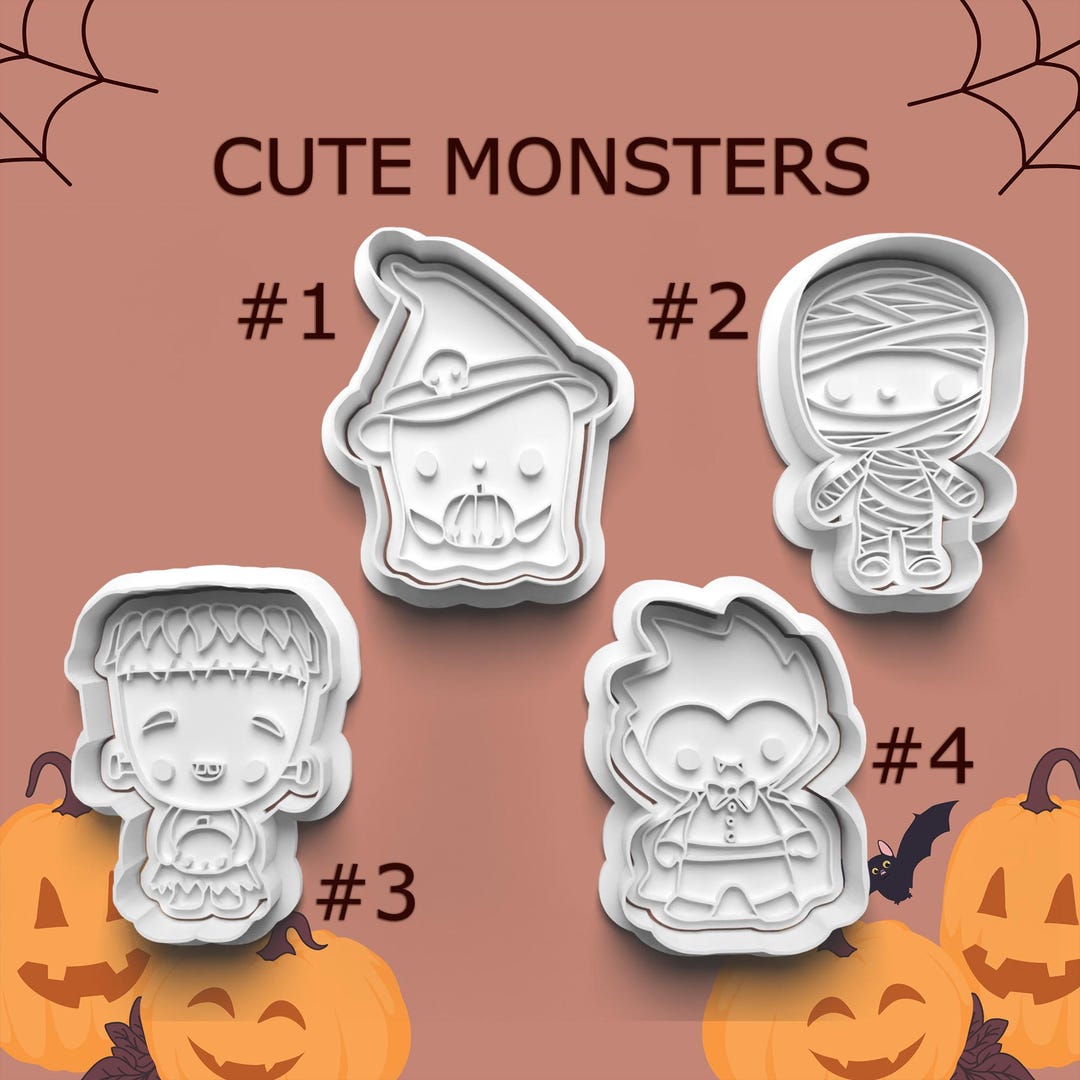 Cute Monster Cutters ~ Halloween Cookie Molds ~ Polymer Clay Cutters ...