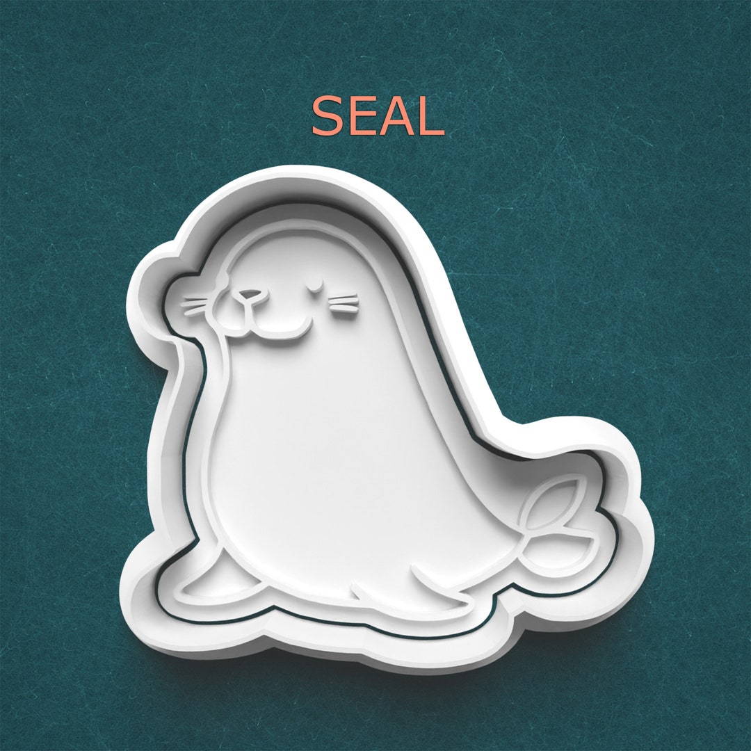 Seal Cookie Cutter ~ Cute Seal Cutter ~ Clay Stamp ~ Cookie Stamp ...