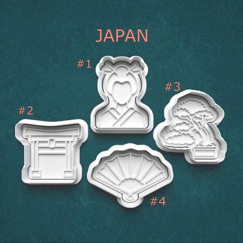 Japan Cookie Cutter Set – Geisha, Torii Gate, Bonsai, Folding Fan ...