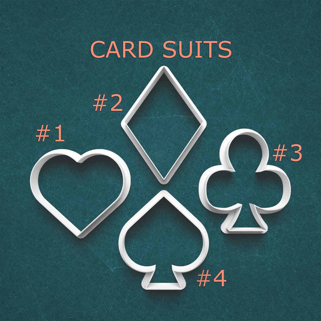 Card Suit Symbol Cutter ~ Heart Cookie Cutter ~ Diamond Cutter ~ Spade ...