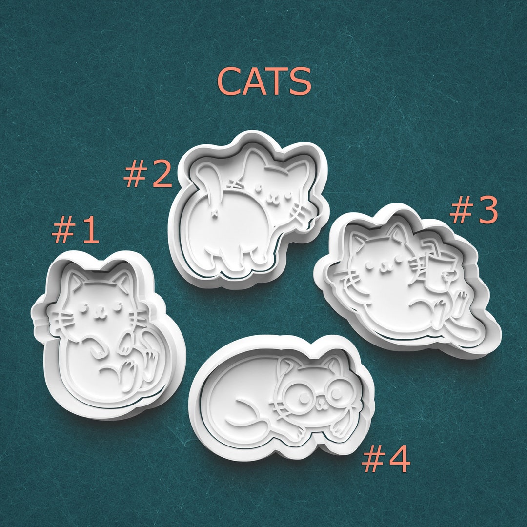 Adorable Cat Clay Cutters ~ Cat Butt Cookie Cutter ~ Glasses Cat Cutter ...