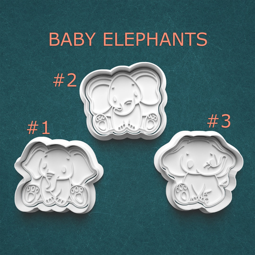Baby Elephant Cutters ~ Cute Elephant Cookie Cutters ~ Elephant Clay ...