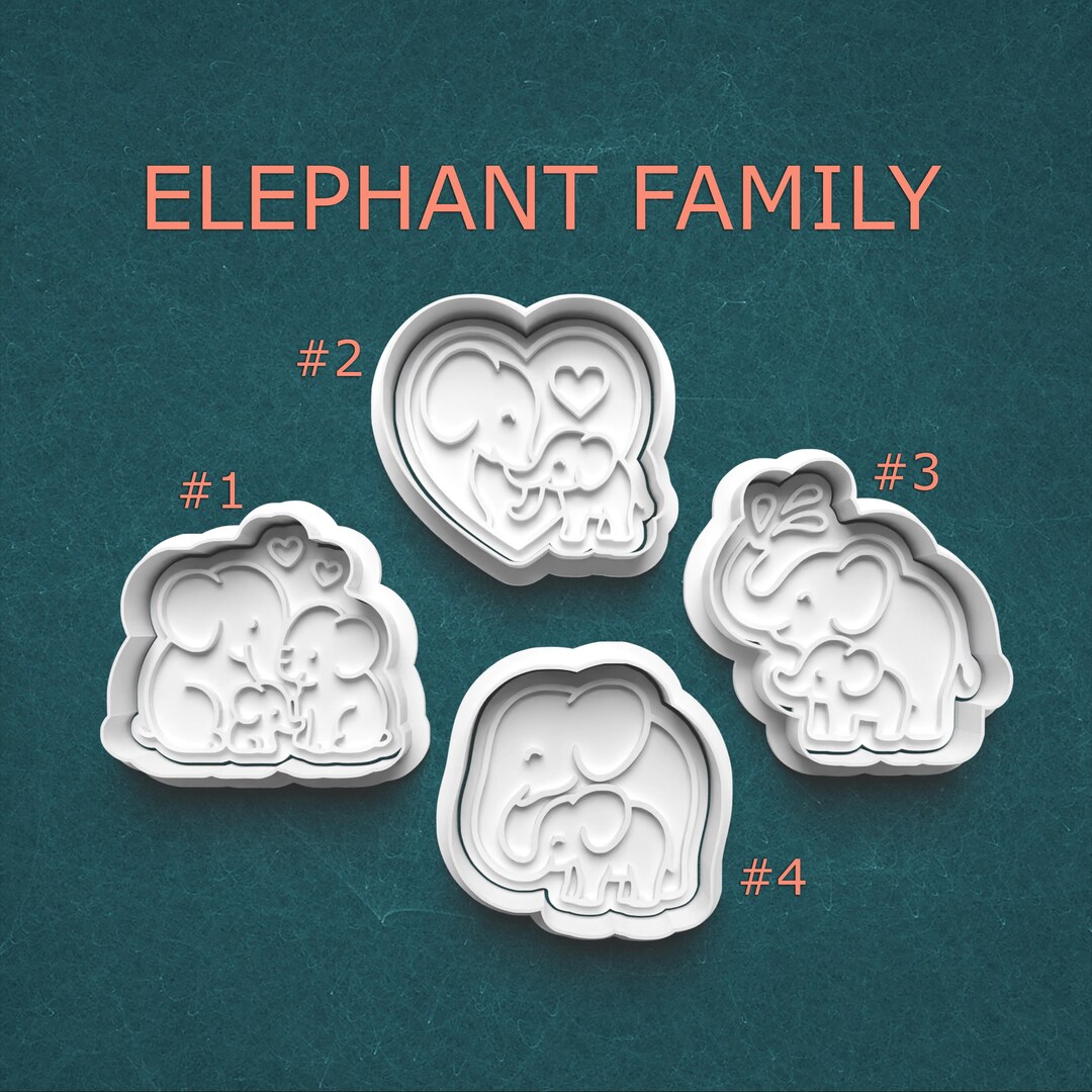 Elephant Family Cookie Cutter Set – Parent and Baby Elephants With ...