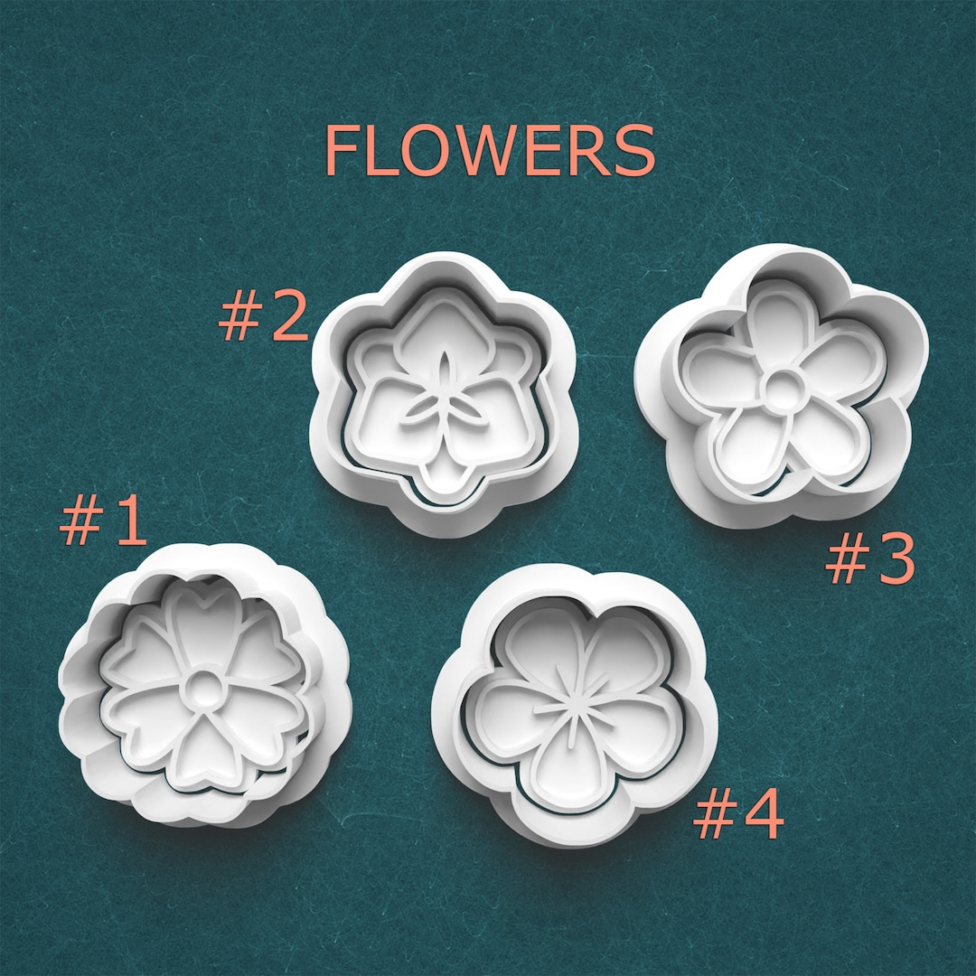 Pretty Flower Cookie Molds ~ Spring Flower Polymer Clay Cutters ...