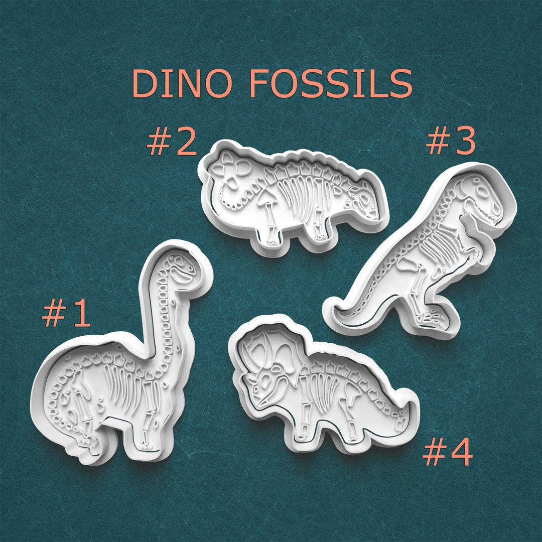 Dinosaur Fossil Cookie Cutter and Stamp Set ~ T-rex ~ Triceratops ...