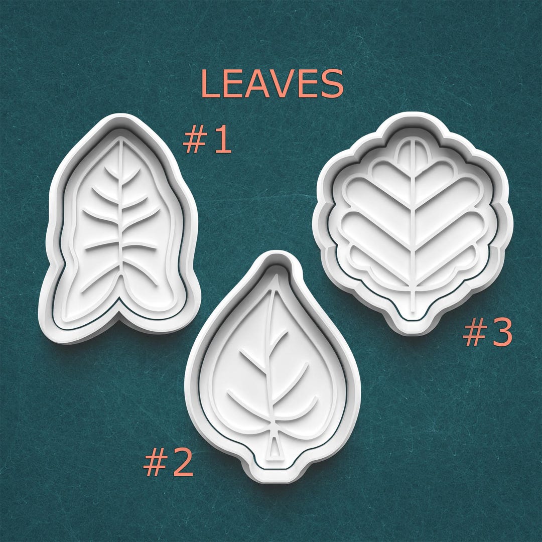 Leaf Polymer Clay Cutters ~ Clay Stamp ~ Clay Applique ~ Pottery Stamp ...