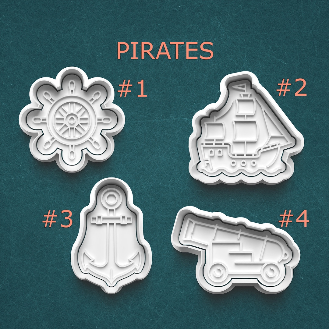 Pirate Cookie Cutters ~ Nautical Polymer Clay Cutters ~ Pirate Ship ...