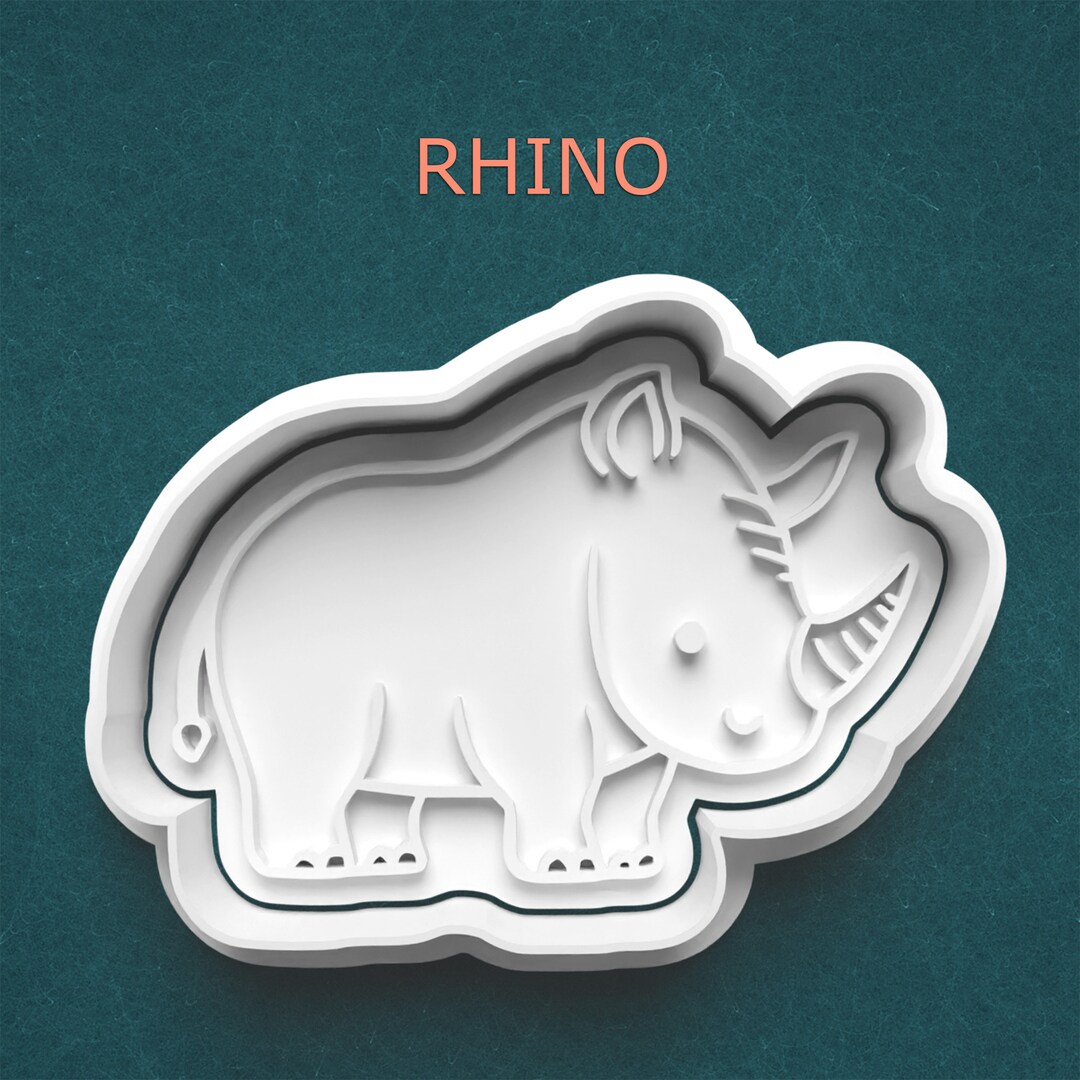 Rhino Cookie Cutter ~ Jungle Cookie Cutter ~ Safari Animal Clay Stamp ...