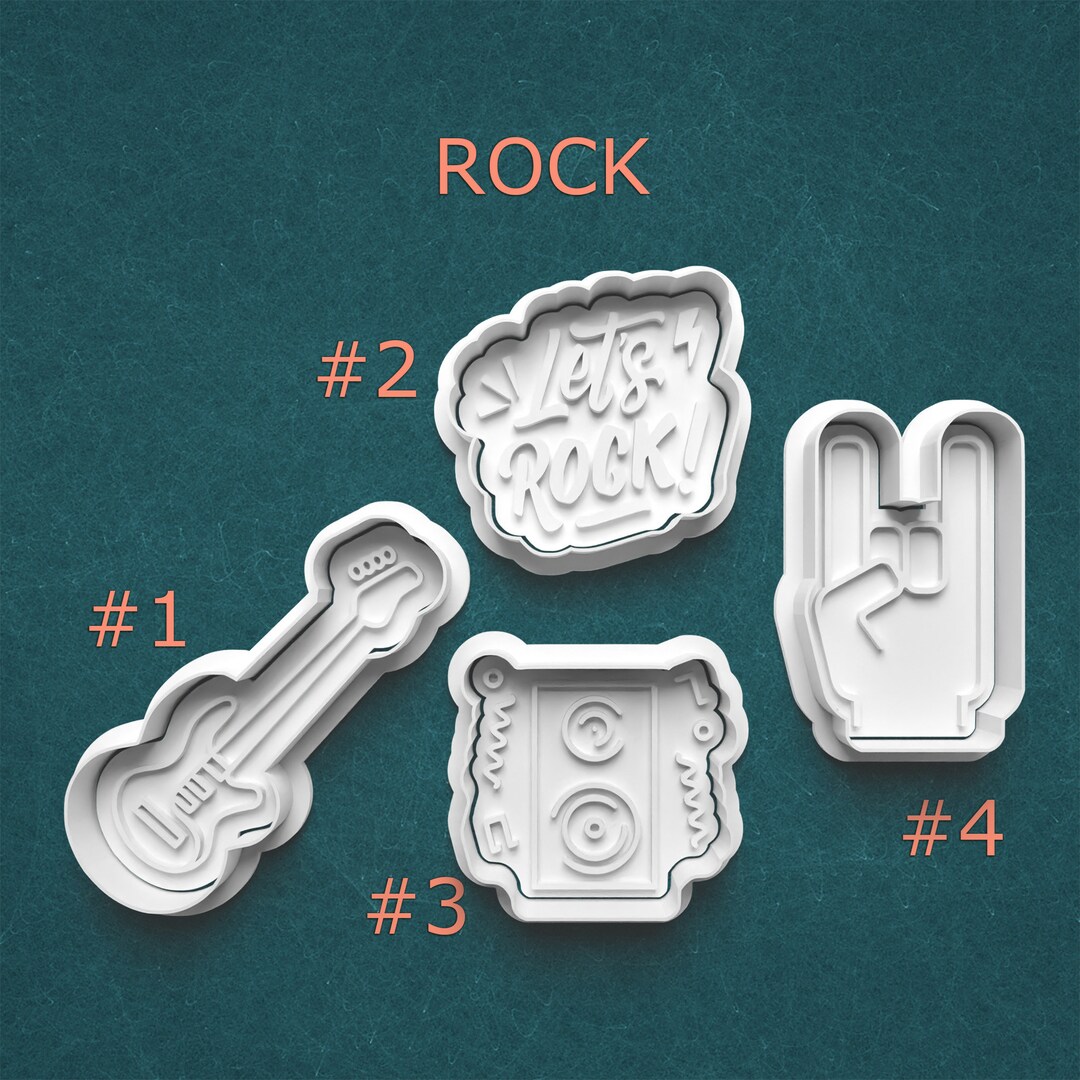 Rock Music Themed Cookie Cutters ~ Let's Rock ~ Rock on Hand Gesture ...