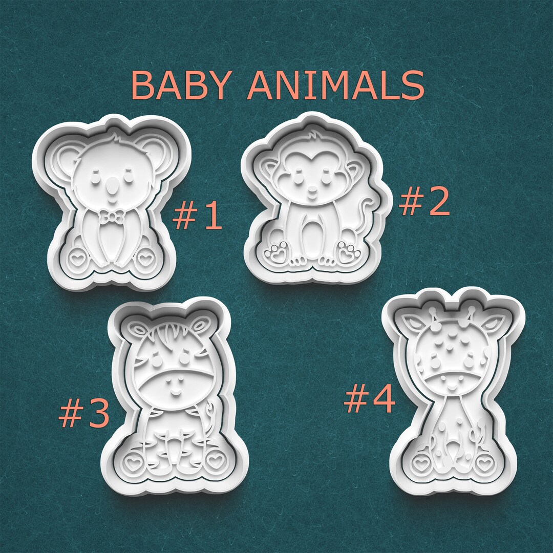 Zoo Animal Cookie Cutters ~ Baby Monkey Cutter ~ Baby Zebra ~ Giraffe ...