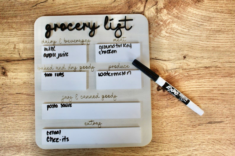 Birch Wood Weekly Meal Planner, Magnetic Grocery List Board - Etsy