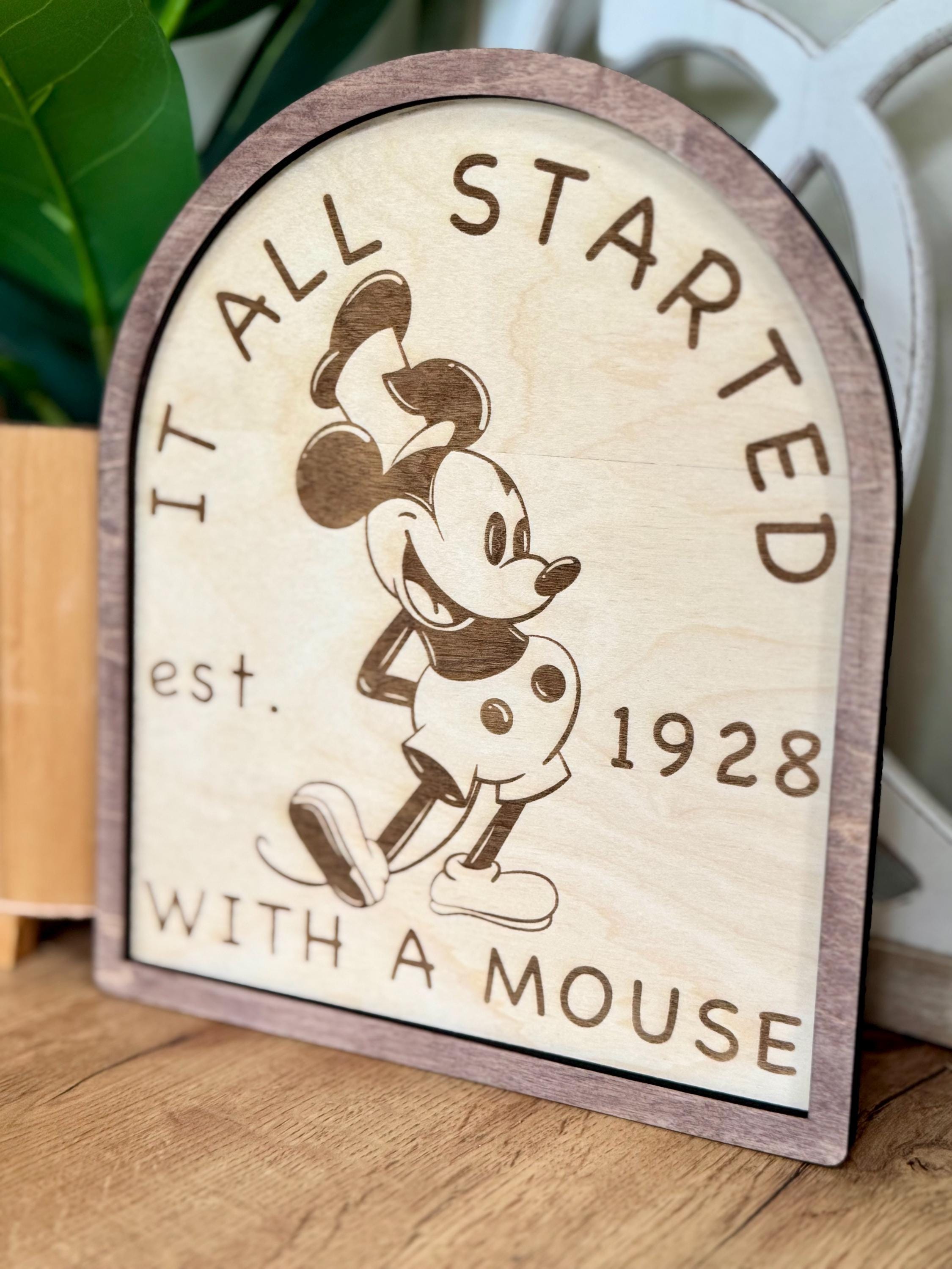 Steamboat Willie Mickey Wooden Sign - "it All Started With a Mouse ...
