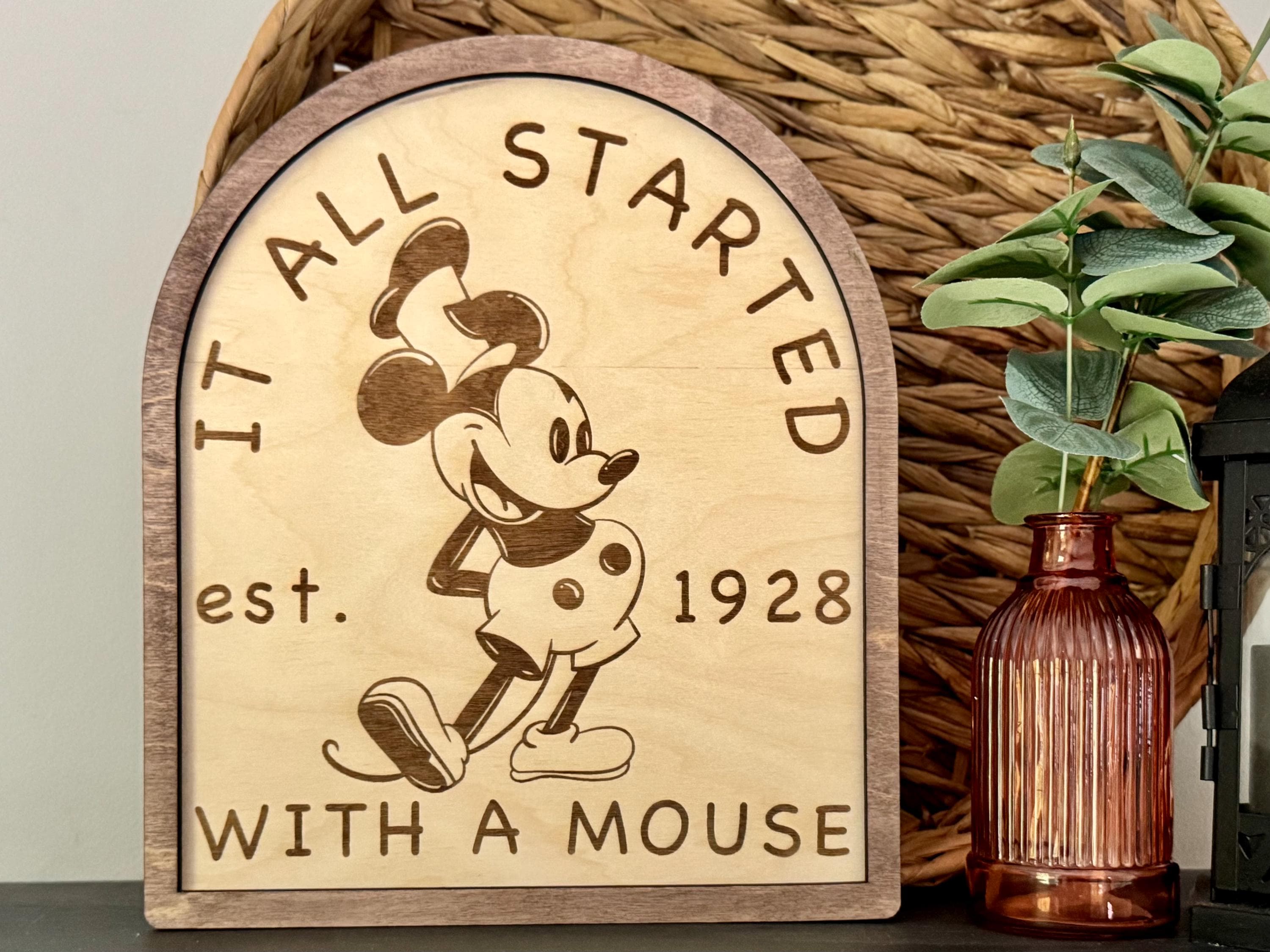 Steamboat Willie Mickey Wooden Sign - "it All Started With a Mouse ...