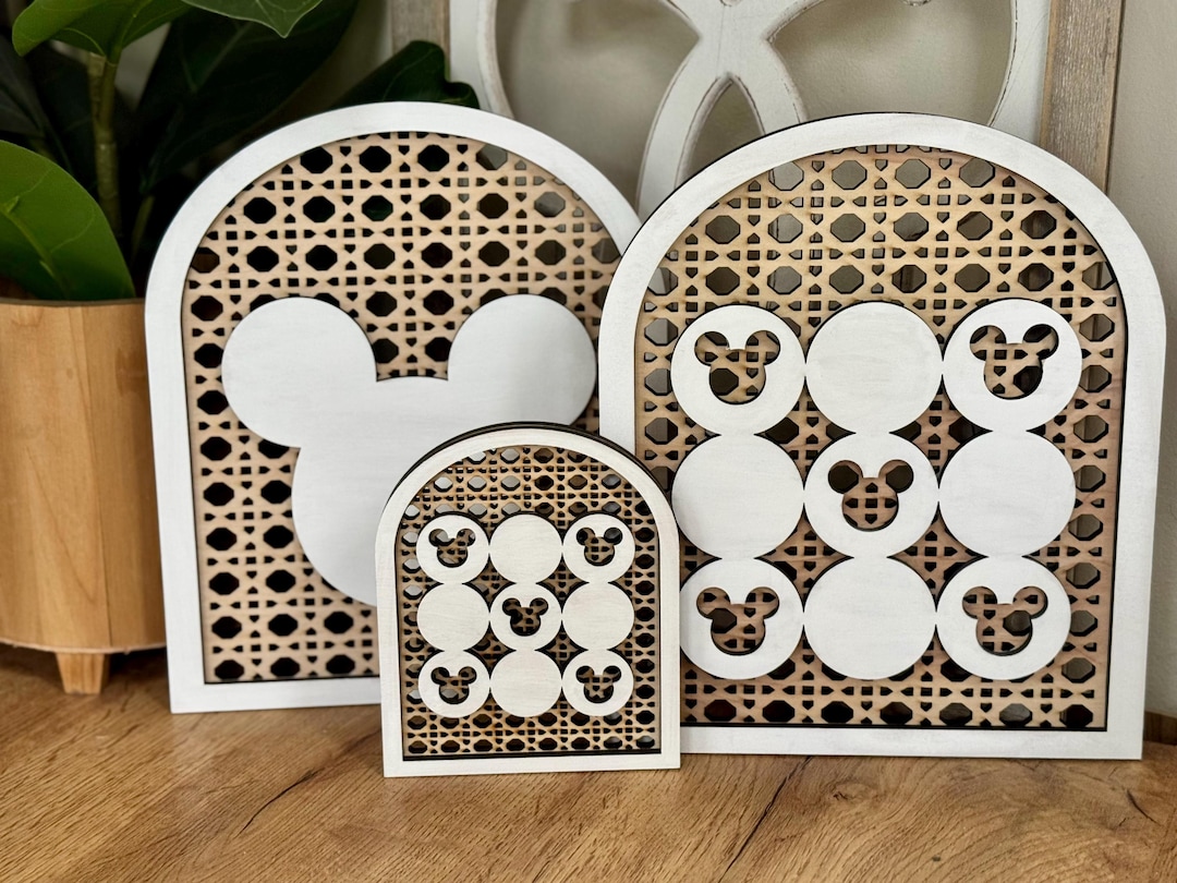 Rattan Mickey Decor, Wood Cane Arch, Rattan Disney Inspired Nursery ...